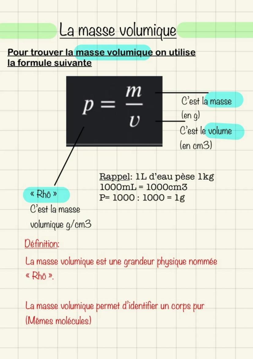 Explication simple: Découvre la Masse Volumique : Tableaux, Formules et ...