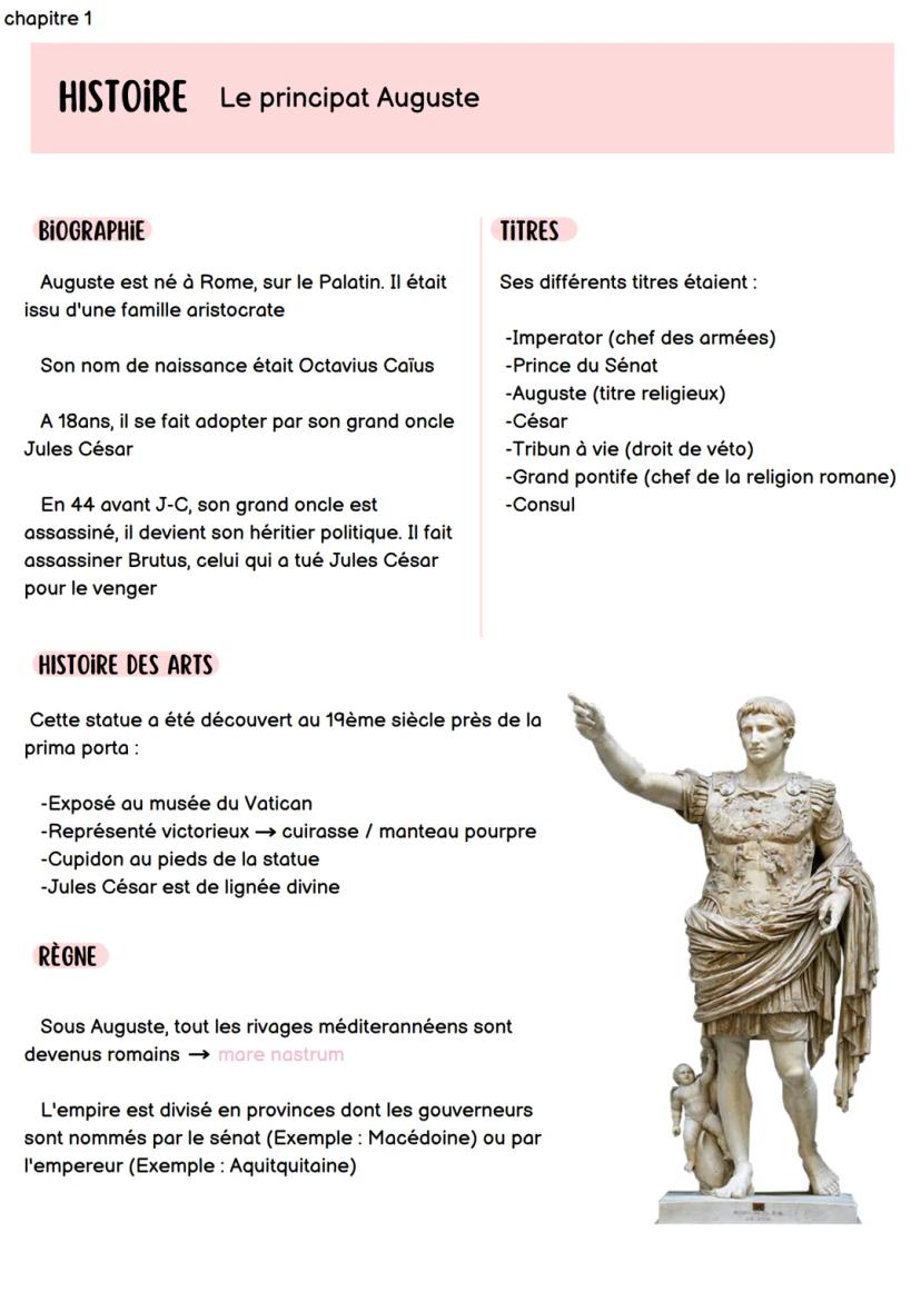 Le Principat d'Auguste et Octave Auguste - Biographie, Statues et ...