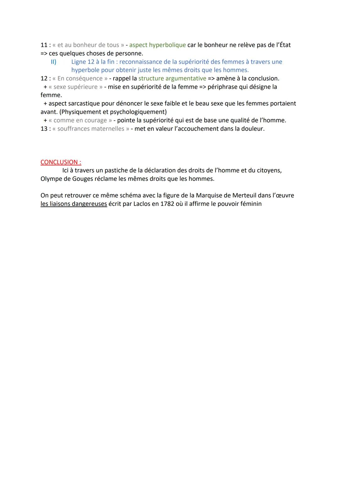 Analyse Linéaire du Préambule de la Déclaration des Droits de la Femme ...